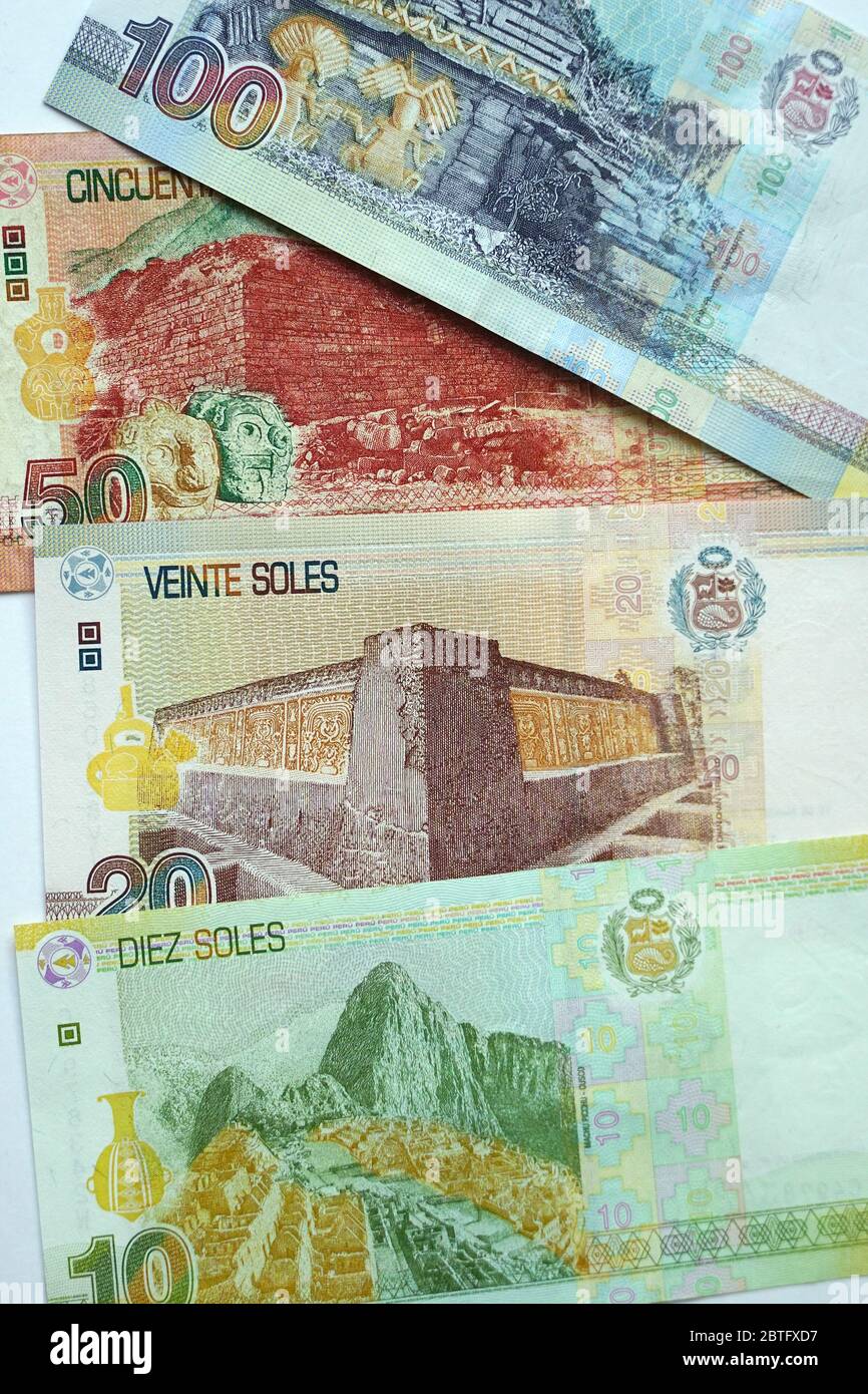 Peruvian sol, Peruvian currency, Peruanischer Sol, banknote, PEN, Peru ...