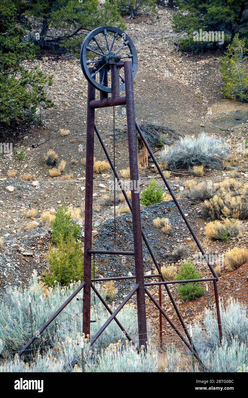 Mining equipment, Kelly Mine (zinc), Kelly ghost town, near Magdalena ...