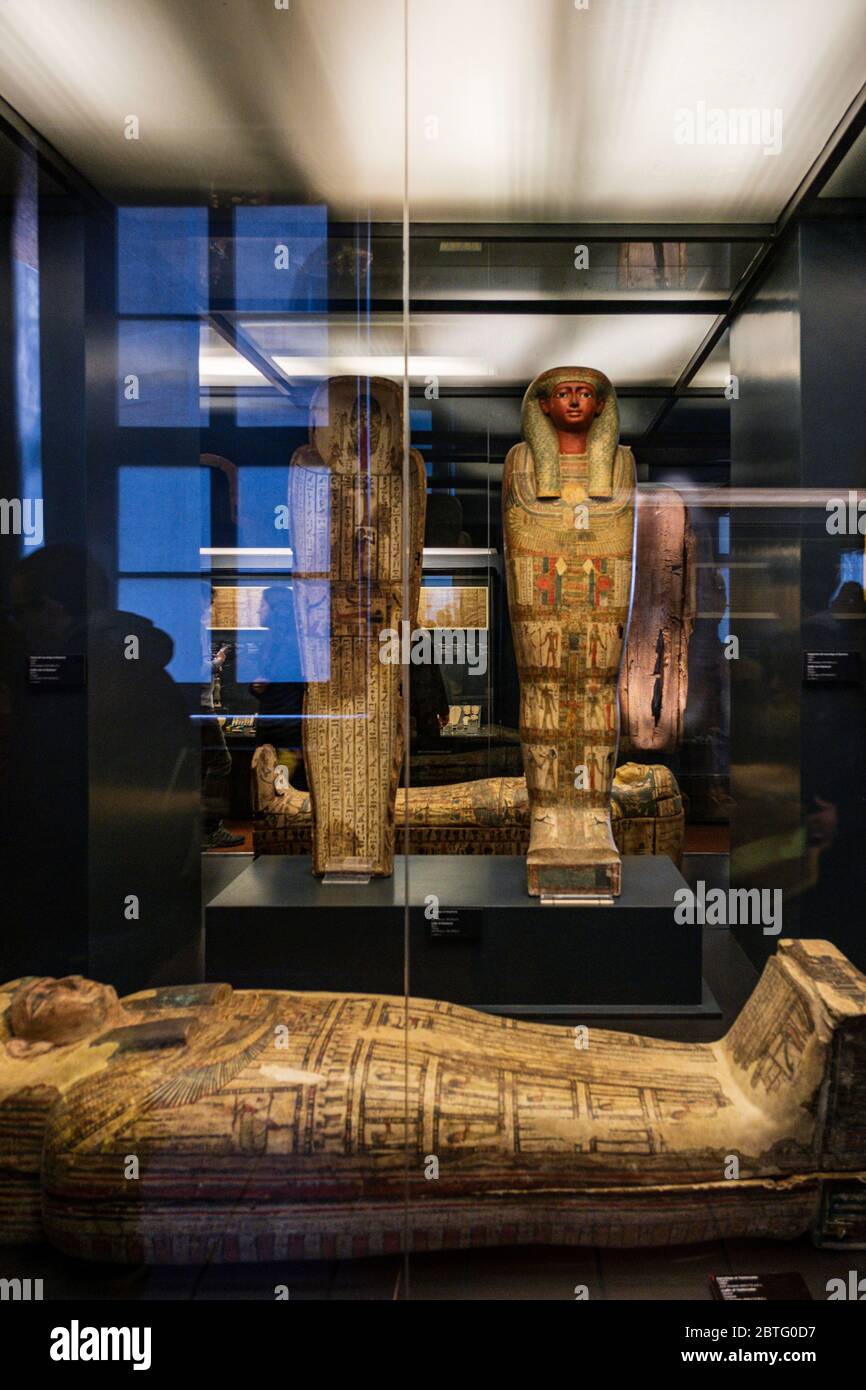 anthropomorphic mummy coffin , wood, Thebes, Late Period, Gregorian ...