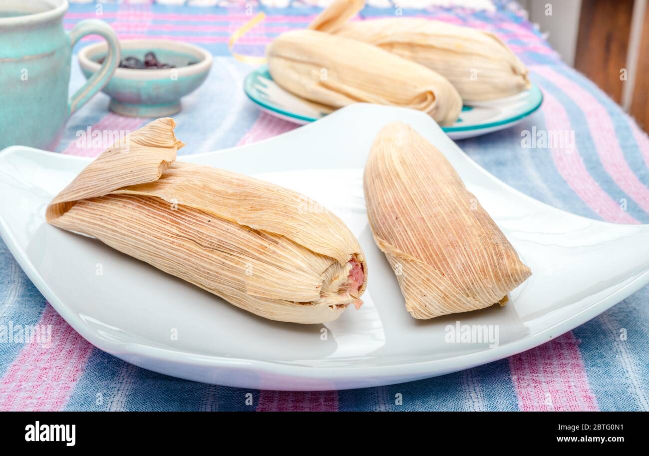 Sweet Tamale, Mexican dish made with corn dough with raisin and ...