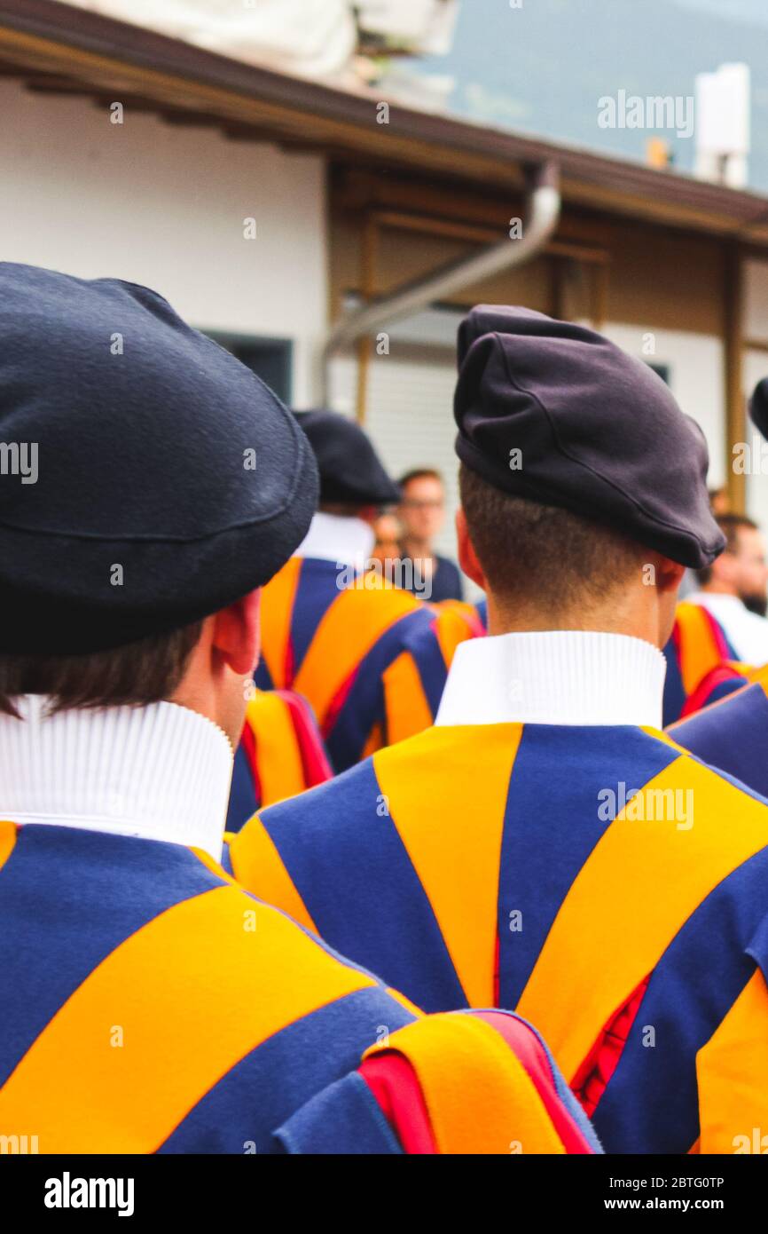 Traditional parade on Swiss National Day. National holiday of ...