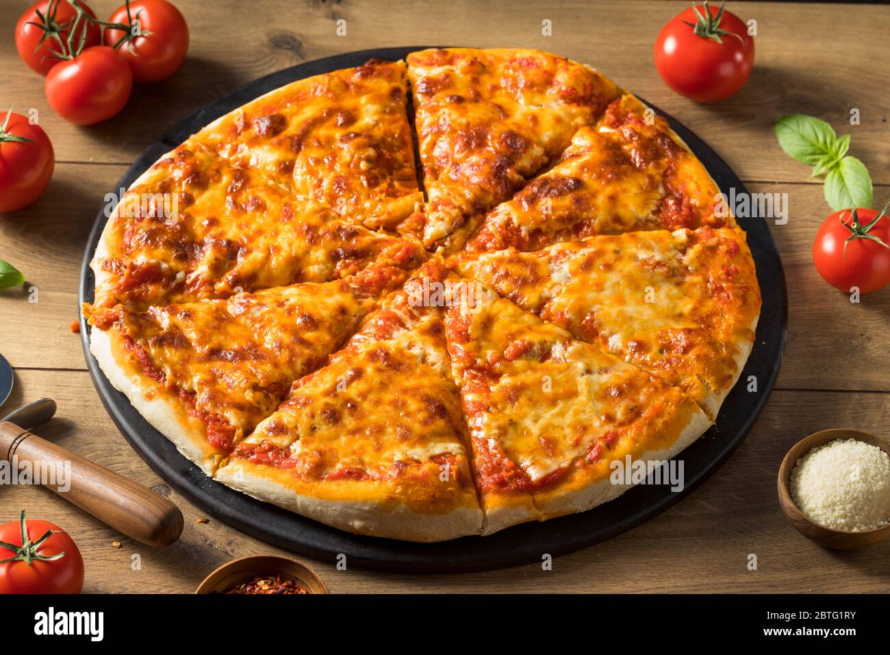 Warm Homemade Italian Cheese Pizza Ready to Eat Stock Photo - Alamy