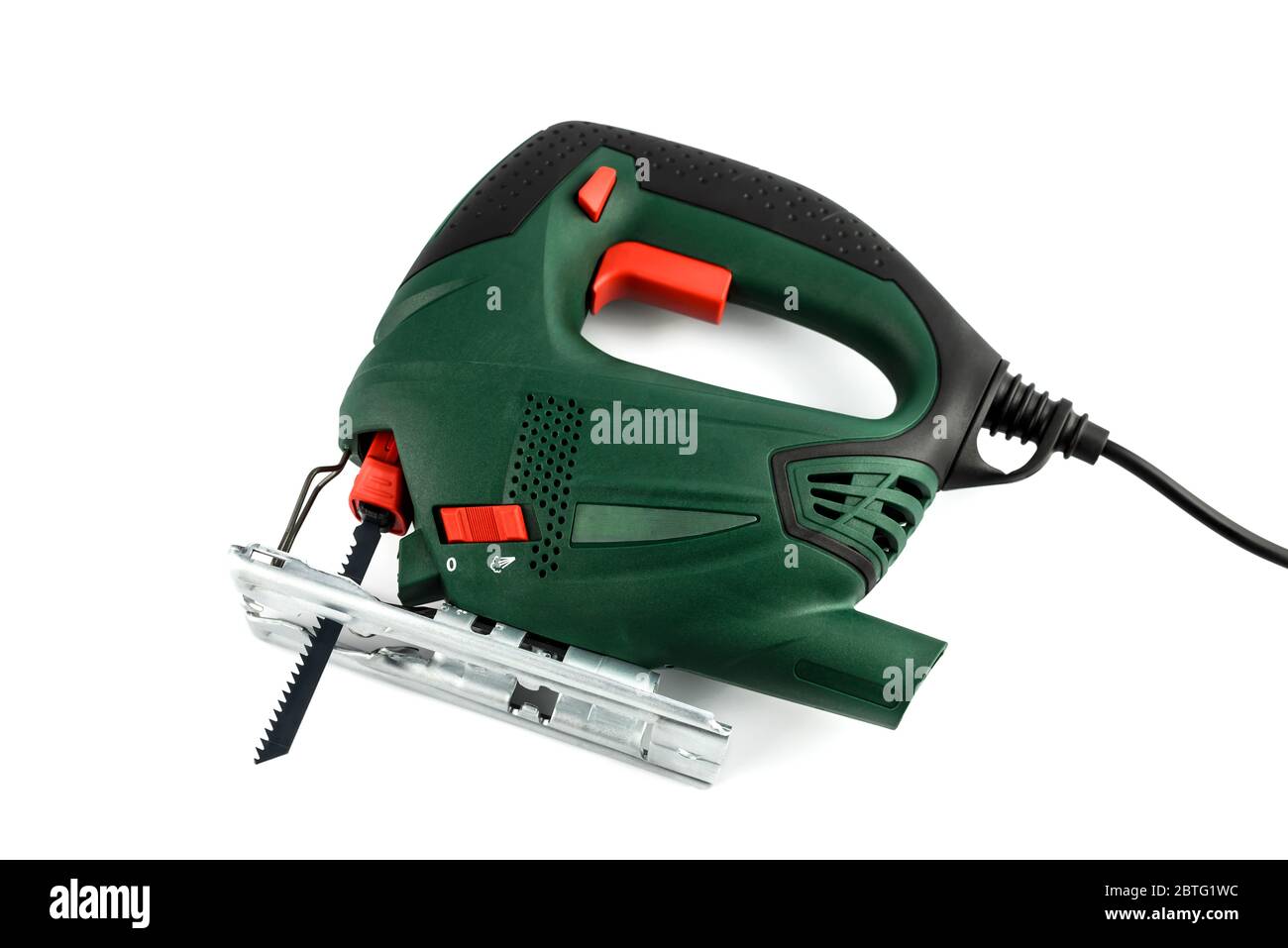 A jigsaw power tool isolated on white background Stock Photo - Alamy