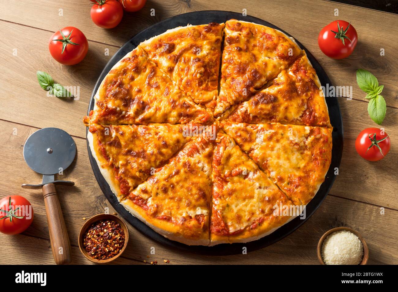 Warm Homemade Italian Cheese Pizza Ready to Eat Stock Photo - Alamy