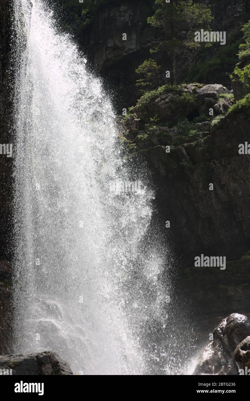 Waterfall close up taken from side angle Stock Photo - Alamy