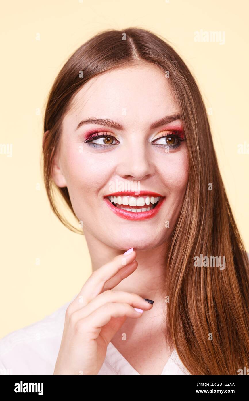 Positive emotions, natural beauty, face expressions concept. Attractive ...