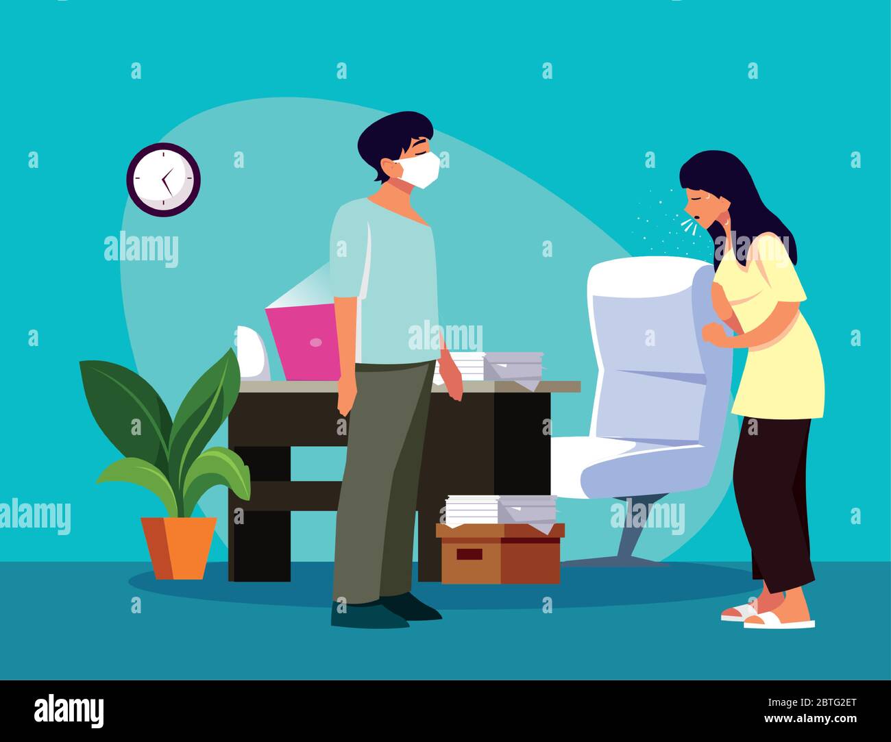 Woman and man feeling sick at home design of Medical care and covid 19 ...