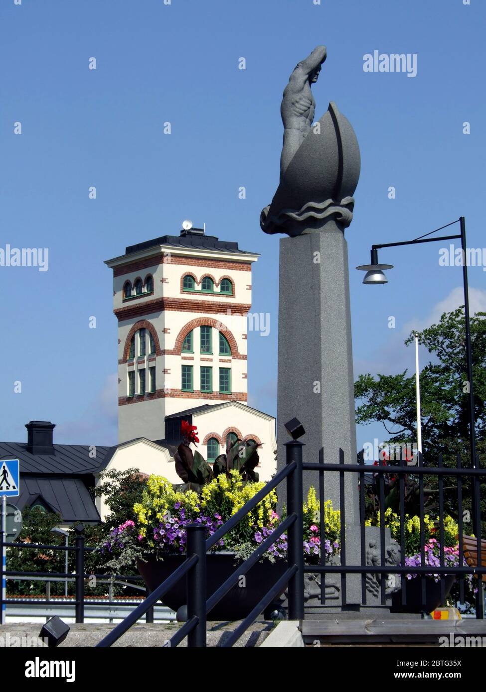 Tourist Office and Statue, Vastervik, Sweden Stock Photo - Alamy