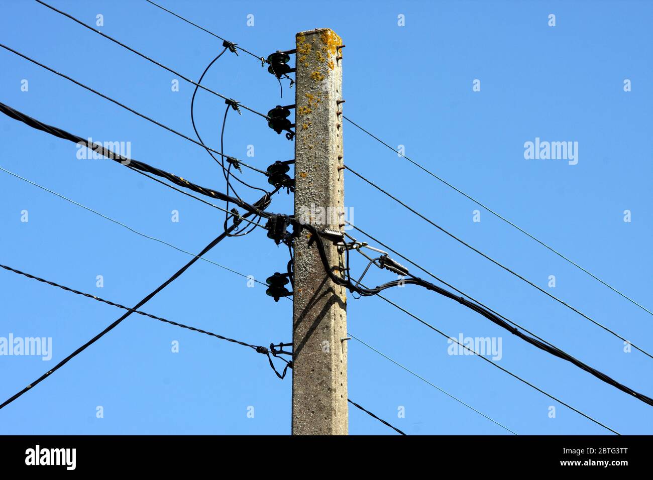 Electricity Cables and Telephone Wires, Normandy, France Stock Photo ...