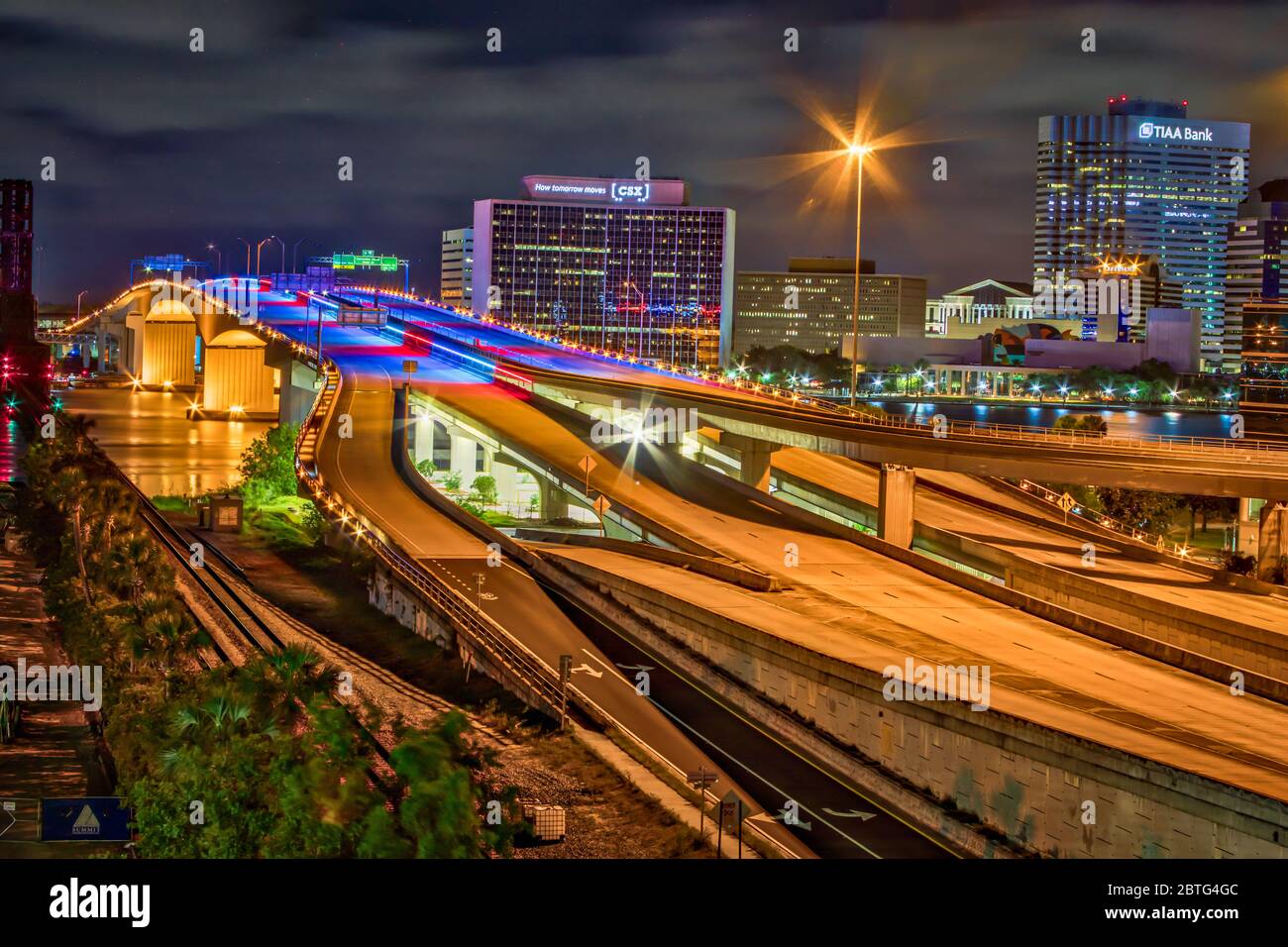 Nighttime Acosta Bridge Stock Photo - Alamy