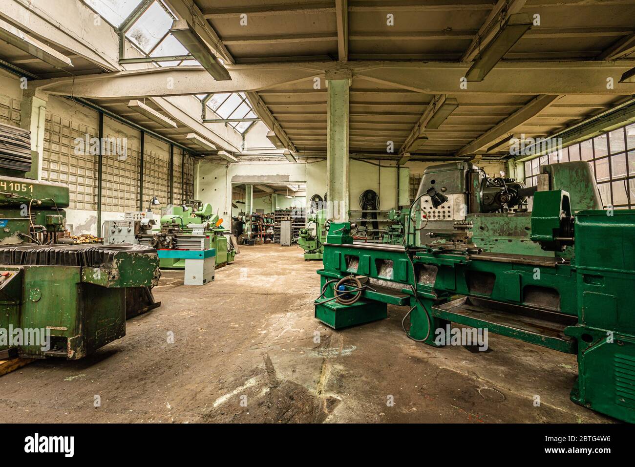 interior of ironworks factory with lathe machines Stock Photo - Alamy