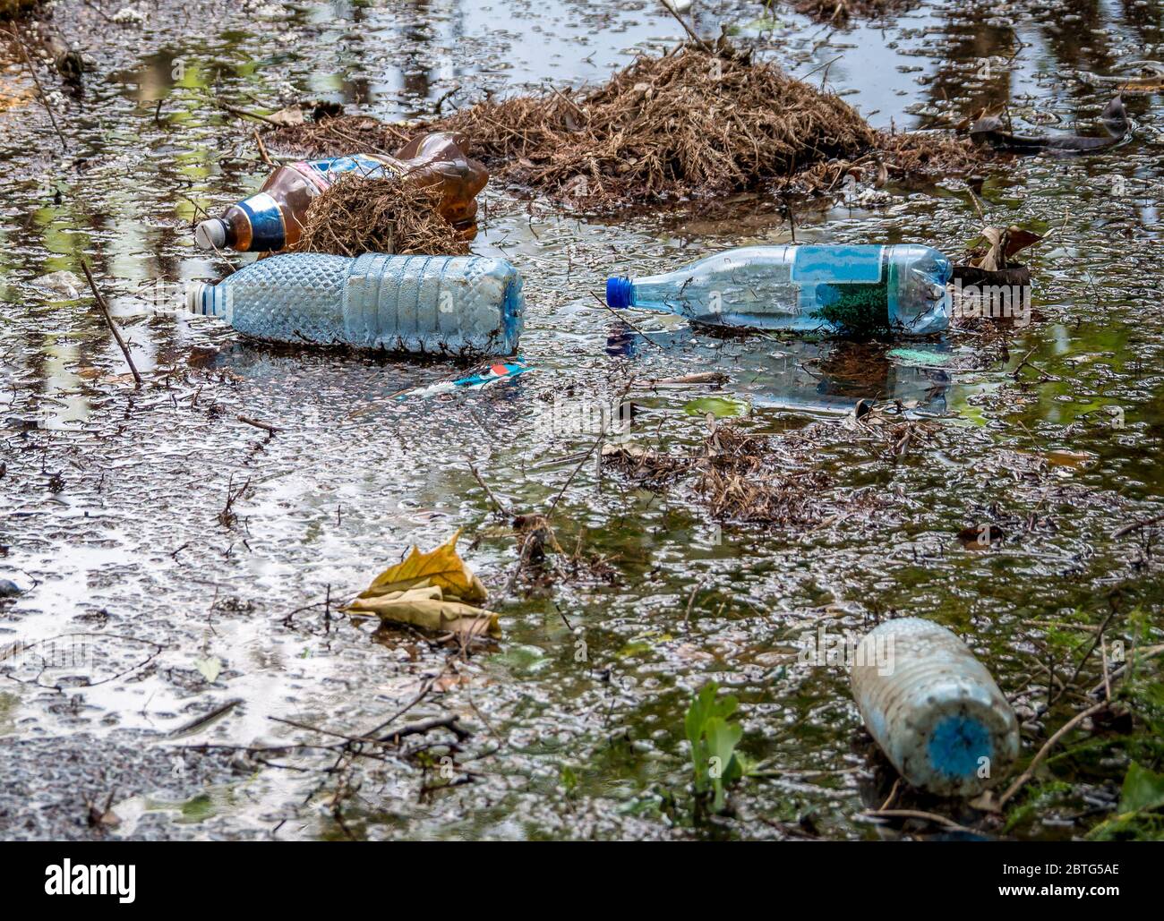 Bucharest/Romania - 05.21.2020:PET plastic bottles on the ground ...