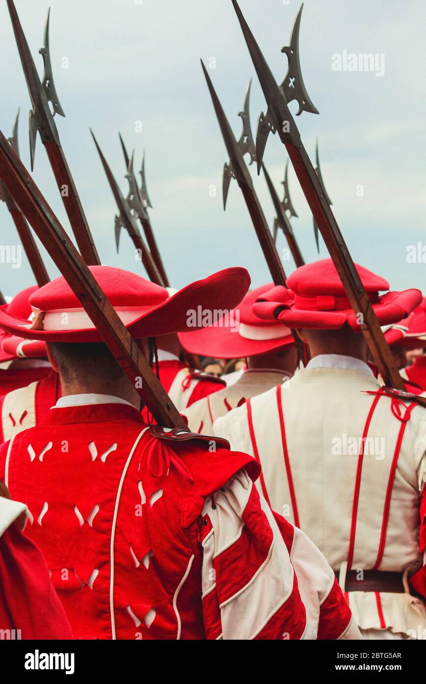 Traditional parade on Swiss National Day. National holiday of ...