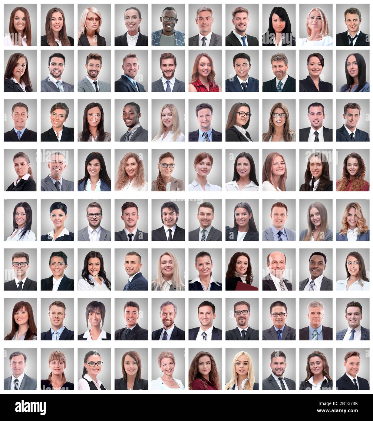 portraits of a group of successful employees isolated on white Stock ...