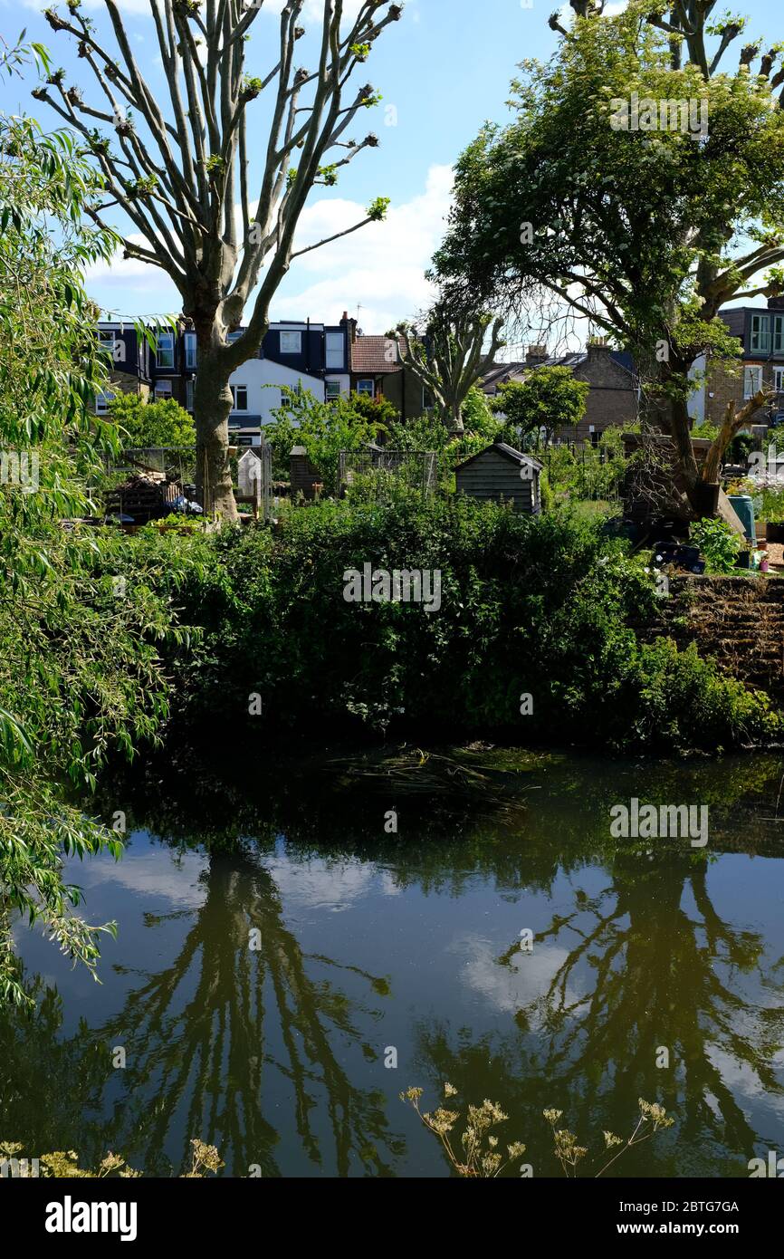 Garratt Park Allotments River Wandle Trail Stock Photo - Alamy