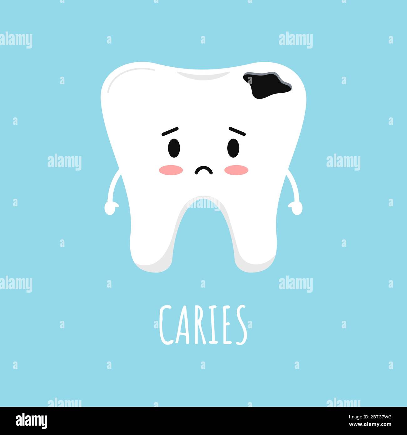 Cute sad emoticon tooth with dental caries Stock Vector Image & Art - Alamy