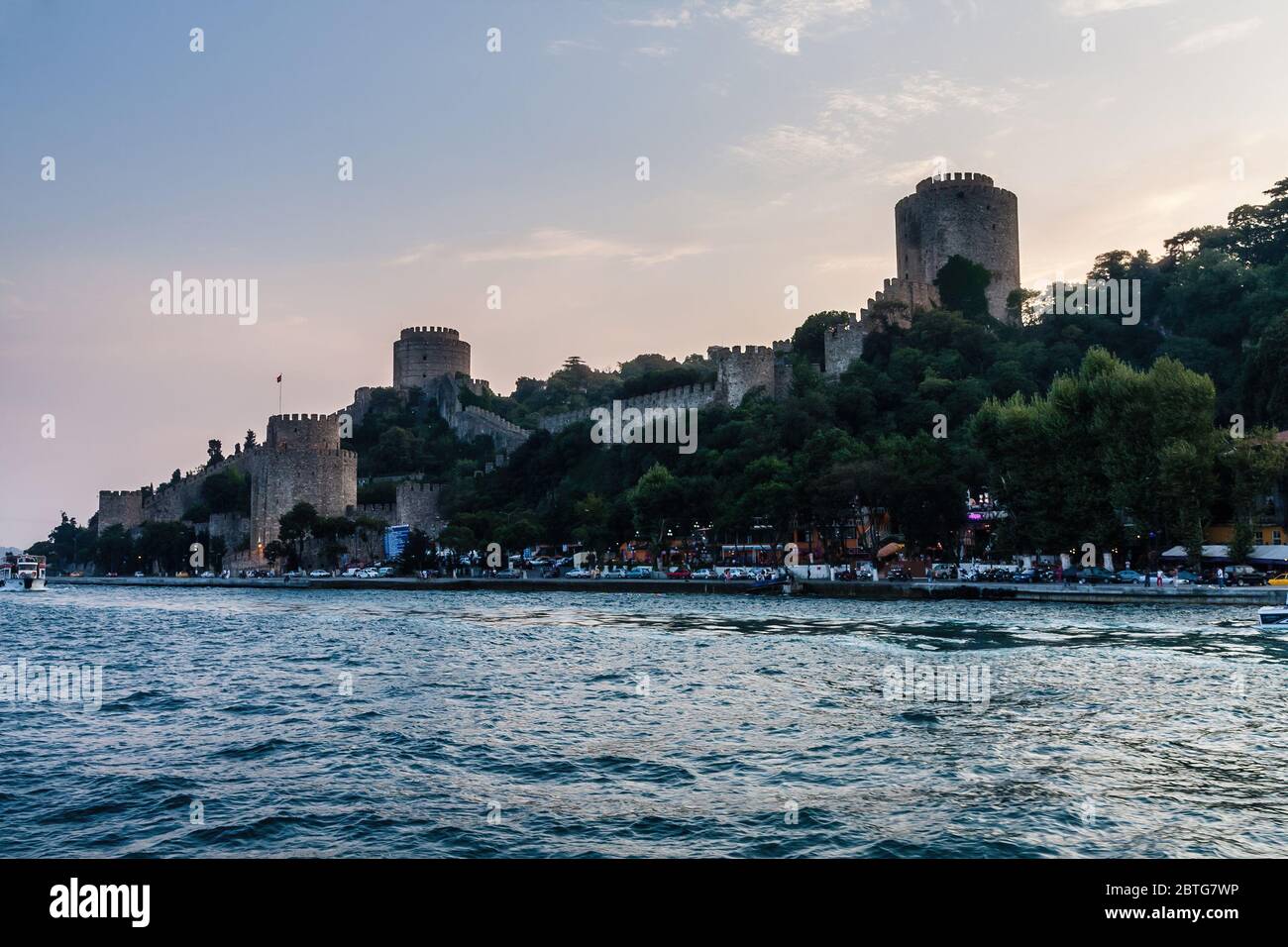 Rumelian Castle at sunset, a view from Bosporus, Istanbul Stock Photo ...