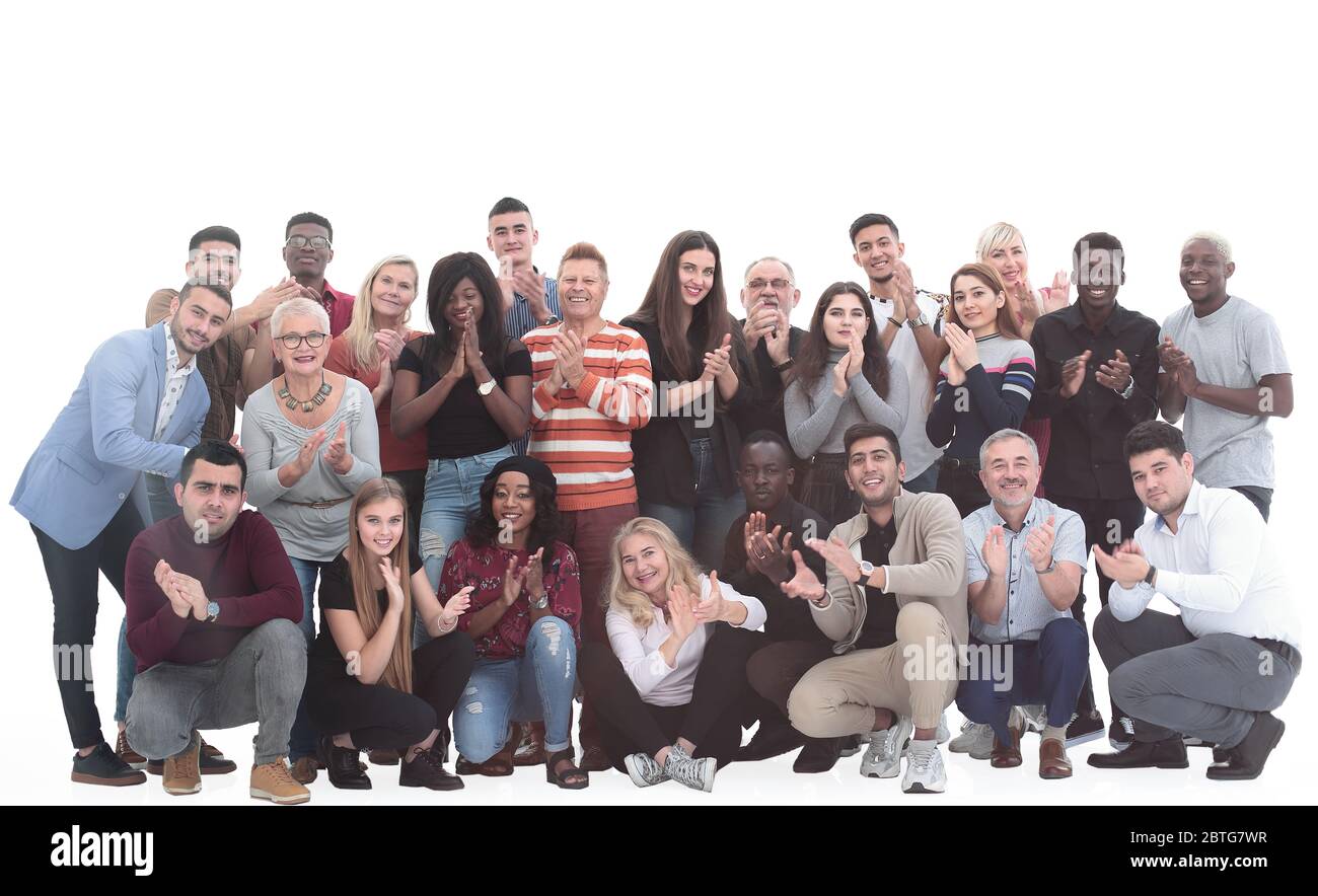 large international group of happy people applauding together Stock ...
