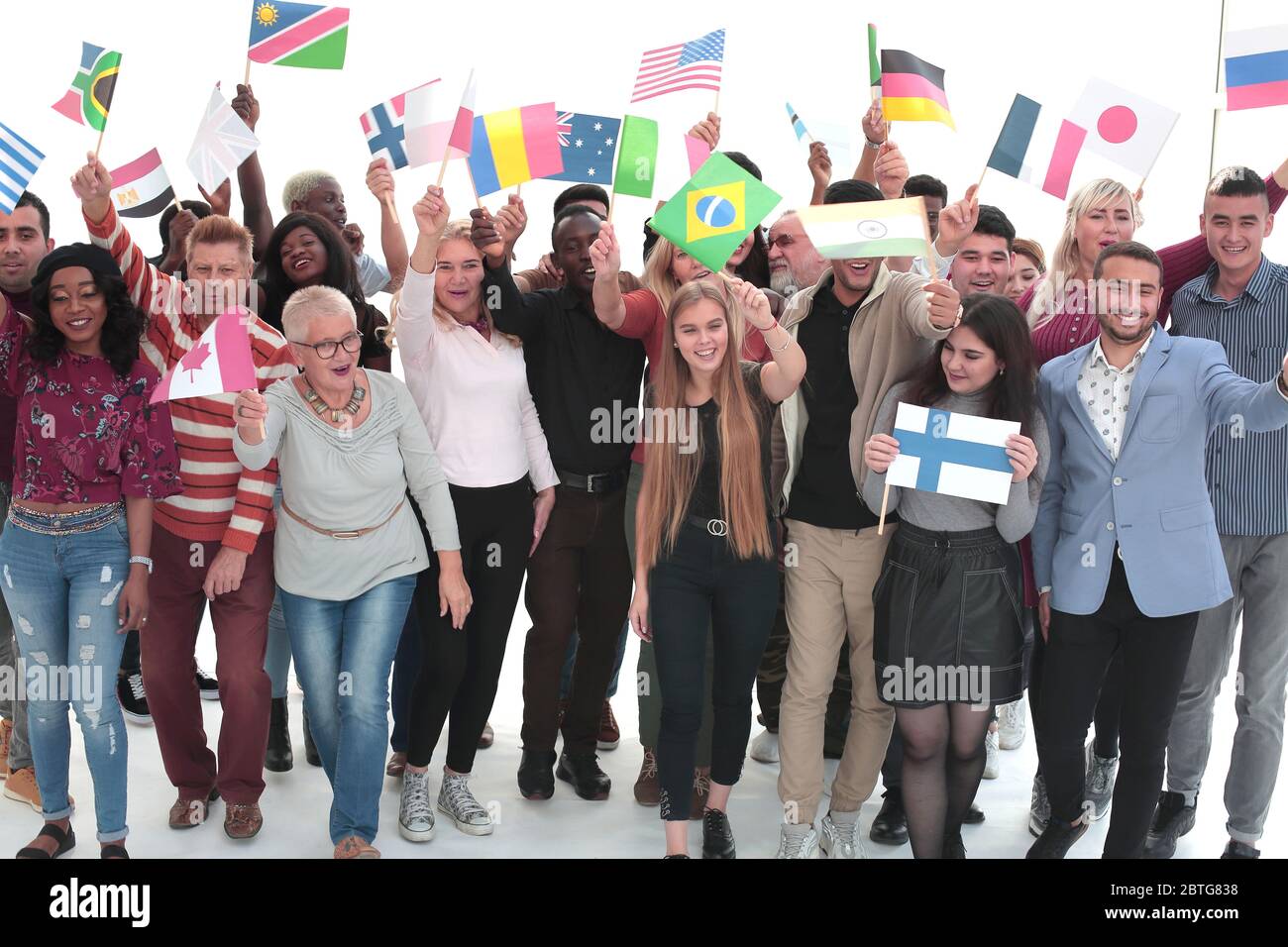 group of proud diverse people with their national flags Stock Photo - Alamy