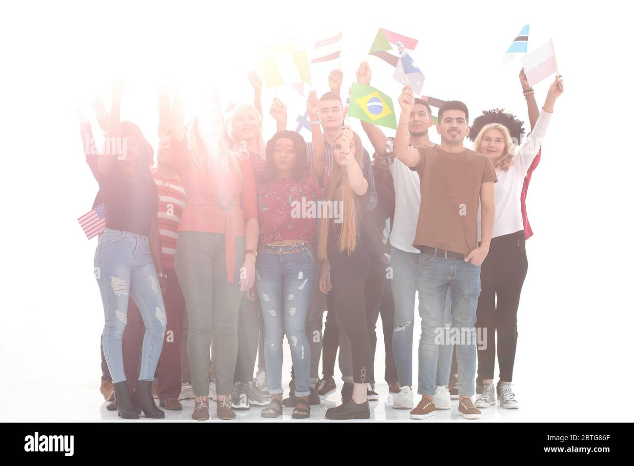 background image of a group of people with their national flags Stock ...