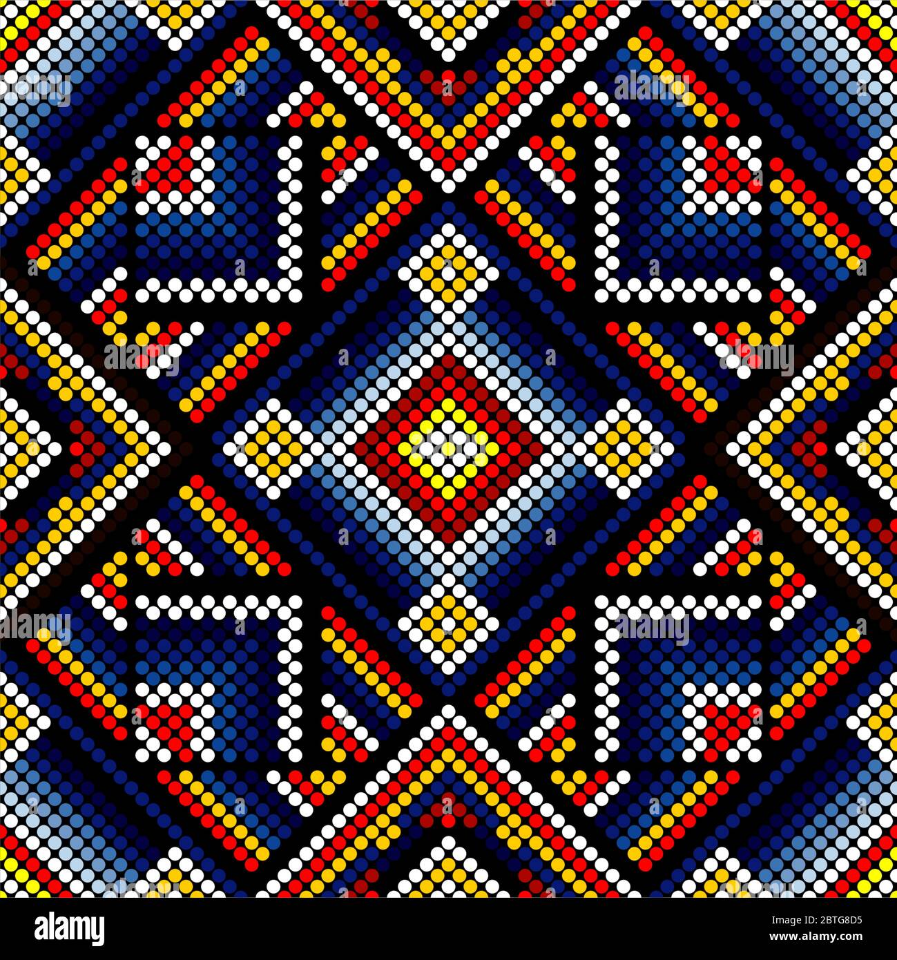 vector illustration of colorful abstract seamless pattern inspired in beaded handcraft from ...