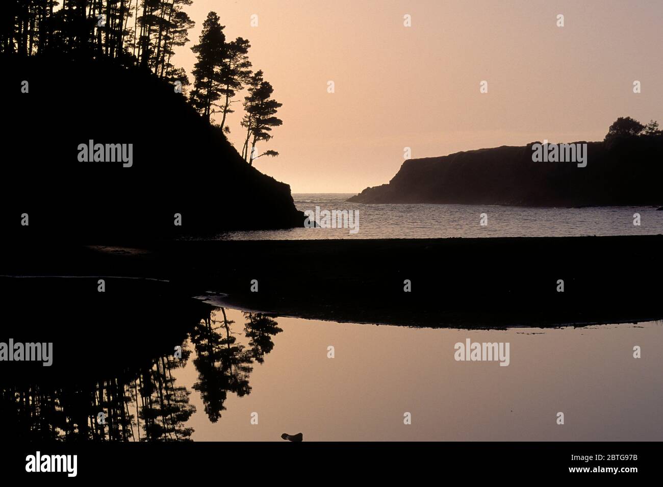 Beach twilight, Russian Gulch State Park, California Stock Photo - Alamy