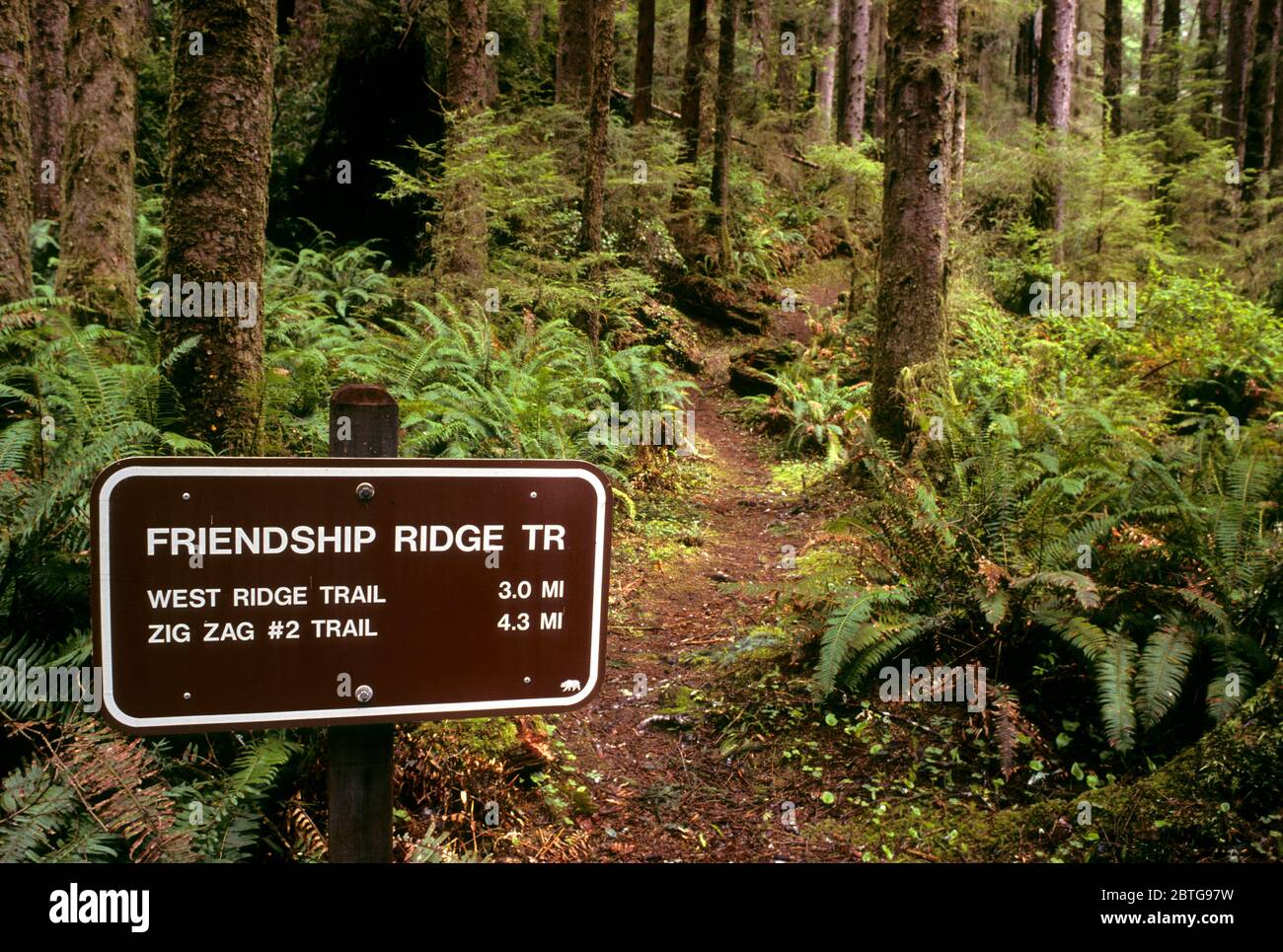 Sign along Friendship Ridge Trail, Prairie Creek Redwoods State Park ...
