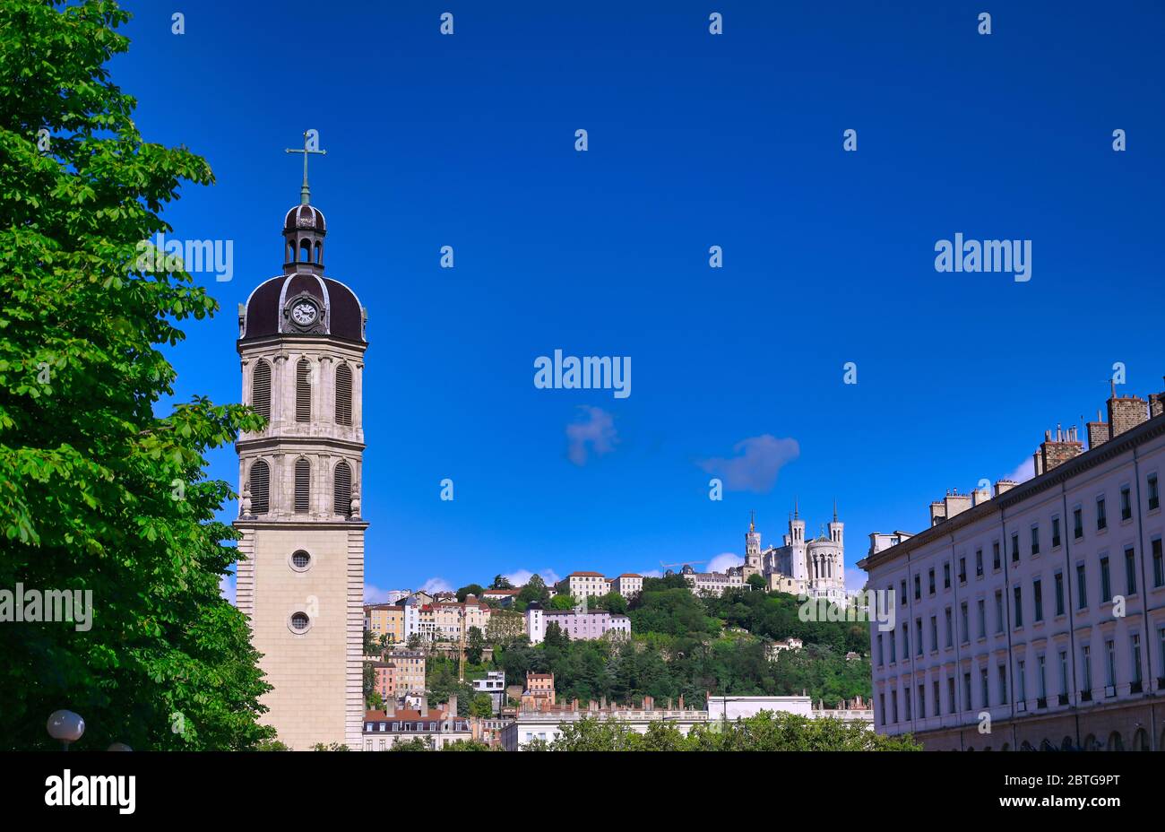 The Bell Tower of The Charity Hospital of Lyon in the center of Lyon ...