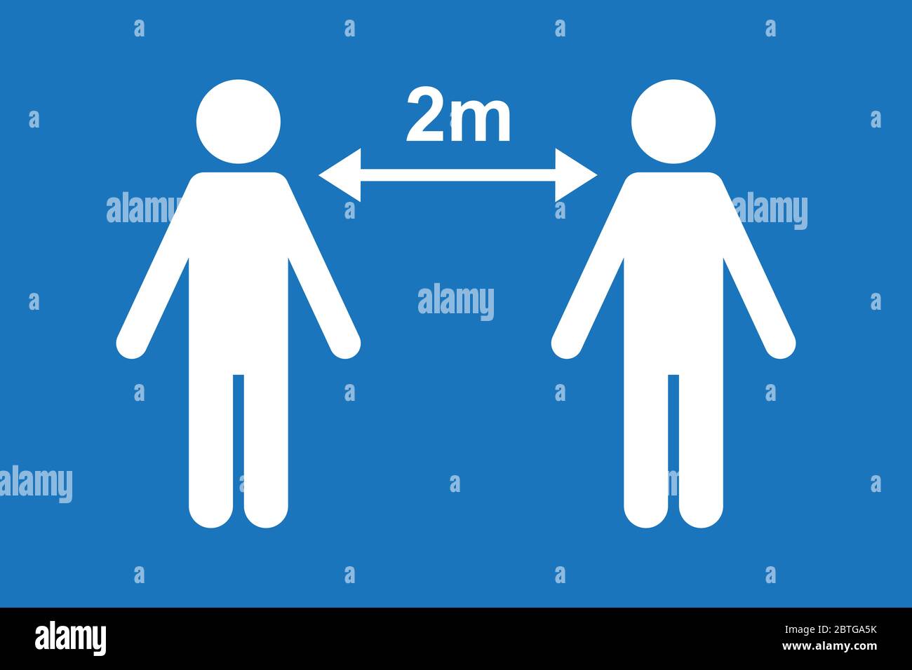 Social distancing icon with two people and an arrow line. Keep the 2 ...