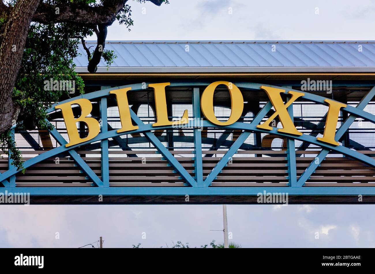 A Biloxi sign is pictured on a pedestrian bridge, May 23, 2020, in ...