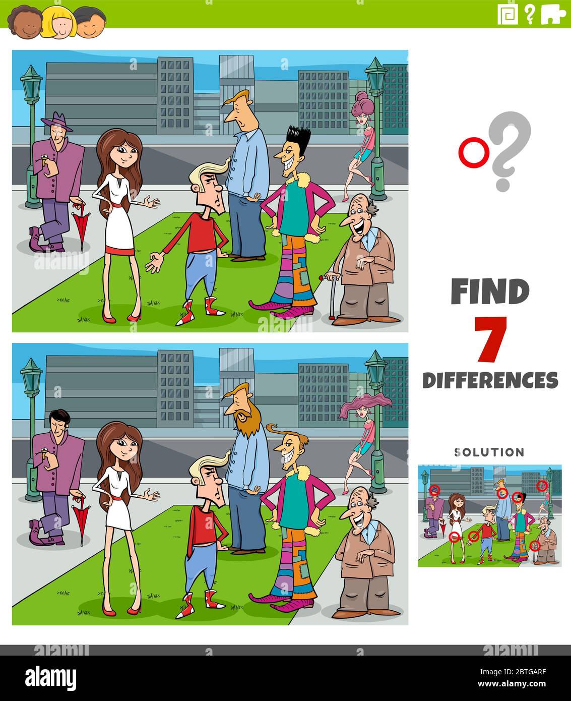 Cartoon Illustration of Finding Differences Between Pictures ...