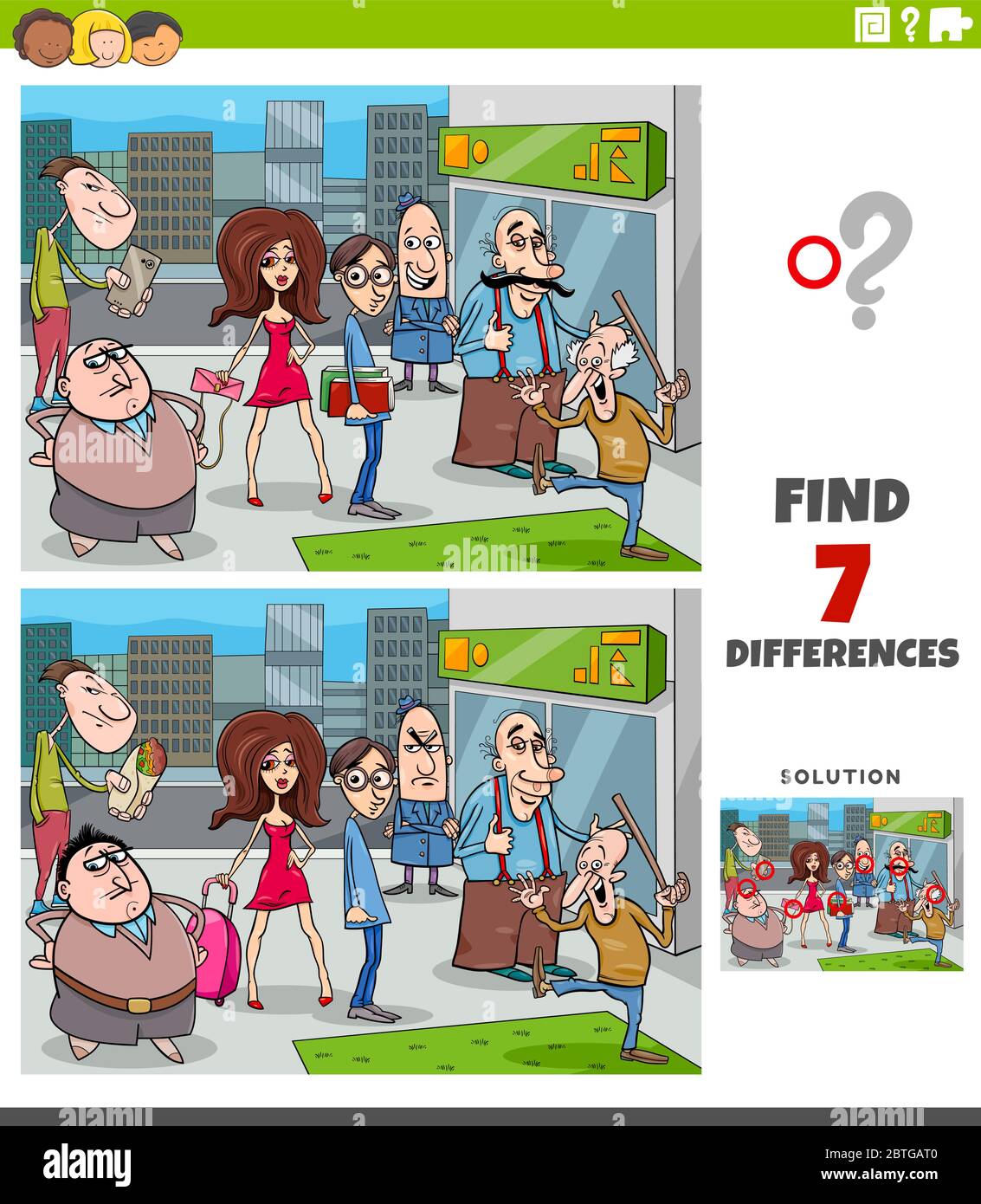 Cartoon Illustration of Finding Differences Between Pictures ...
