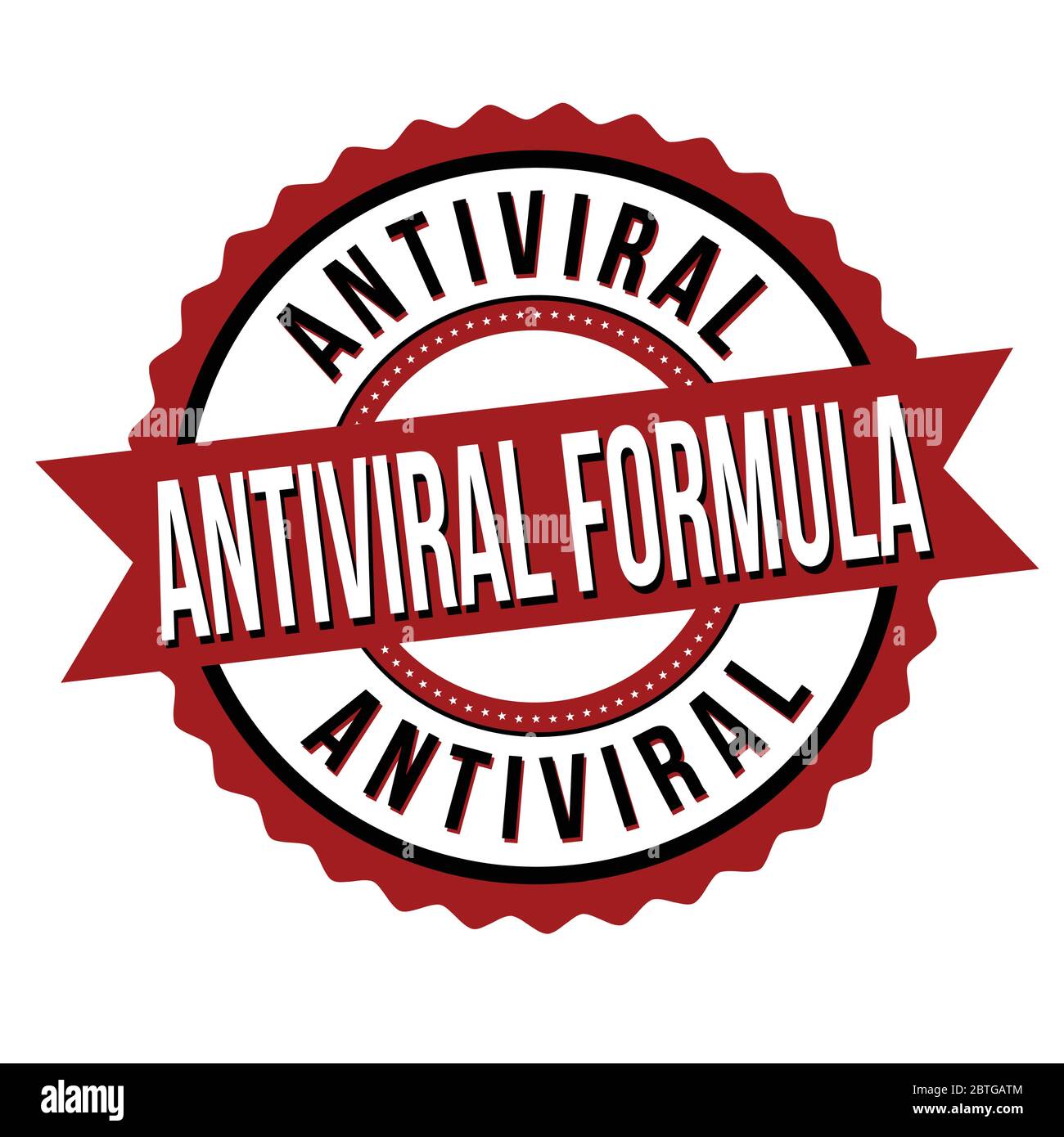 Antiviral formula label or sticker on white background, vector ...