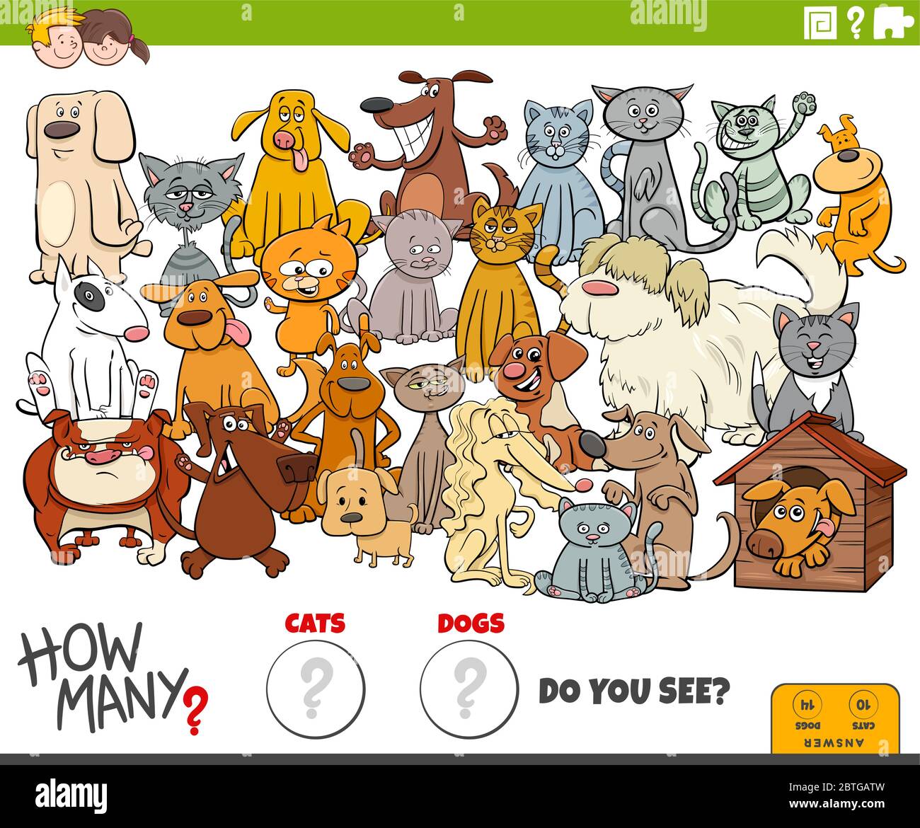 Illustration of Educational Counting Game for Children with Cartoon ...