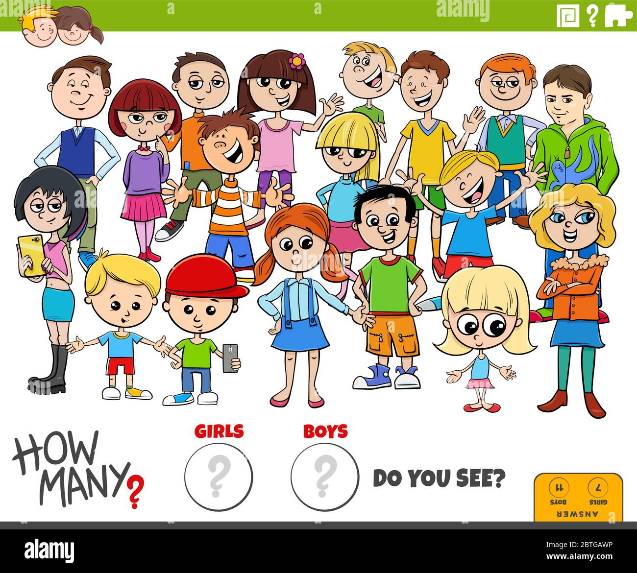 Illustration of Educational Counting Game for Children with Cartoon ...