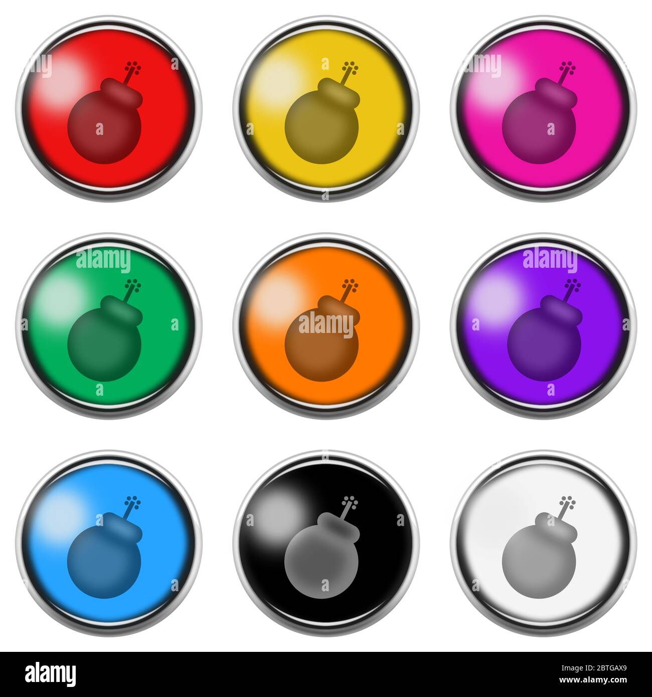 Bomb button icon set isolated on white with clipping path Stock Photo ...