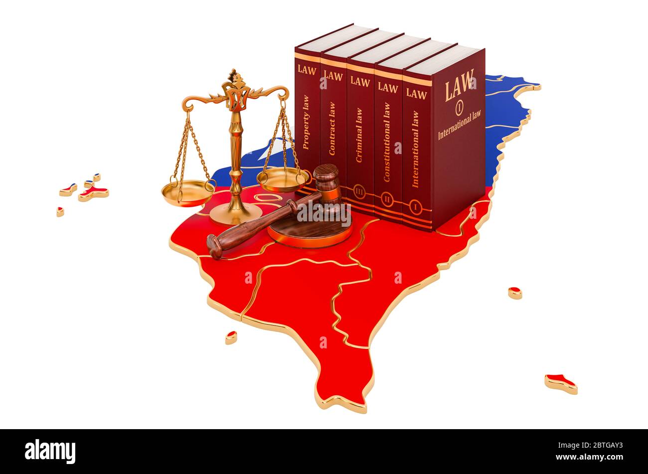 Law and justice in Taiwan concept, 3D rendering isolated on white ...