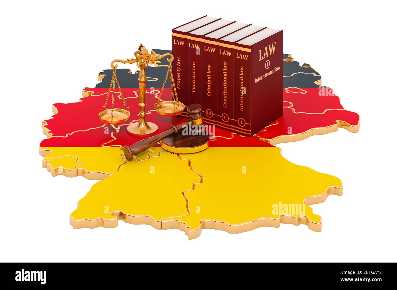 Law and justice in Germany concept, 3D rendering isolated on white ...