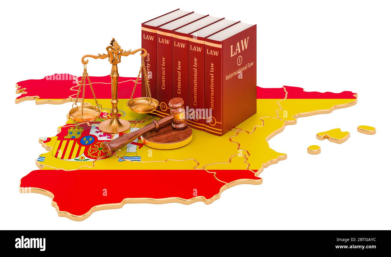 Law and justice in Spain concept, 3D rendering isolated on white ...