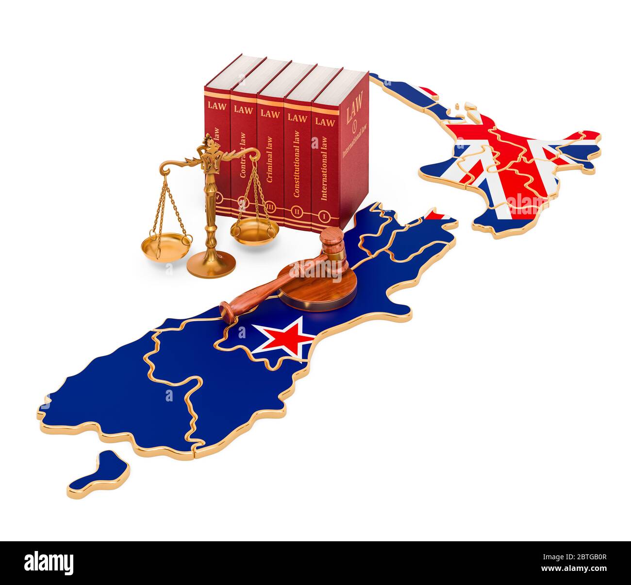 Law and justice in New Zealand concept, 3D rendering isolated on white ...