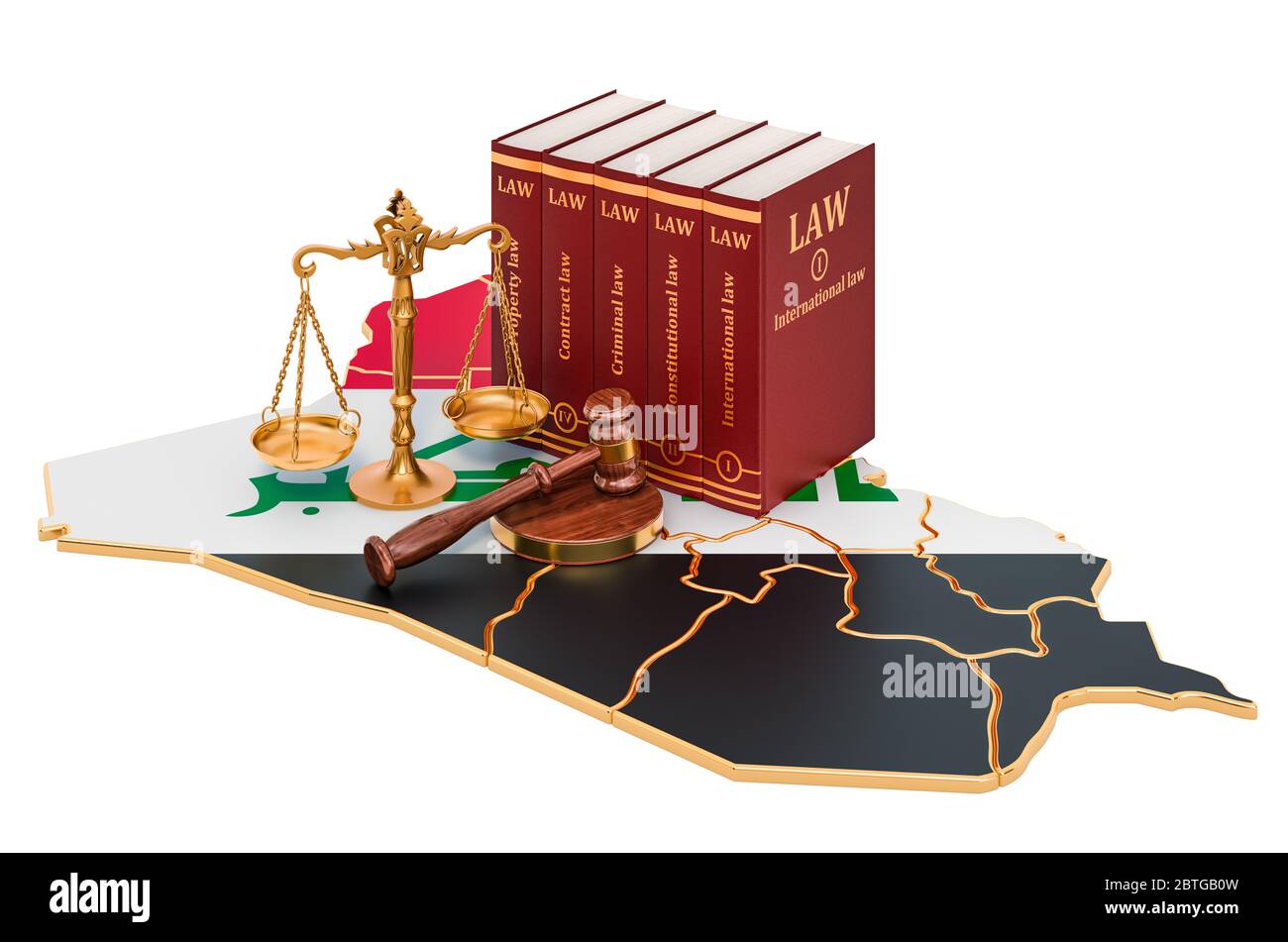 Law and justice in Iraq concept, 3D rendering isolated on white ...