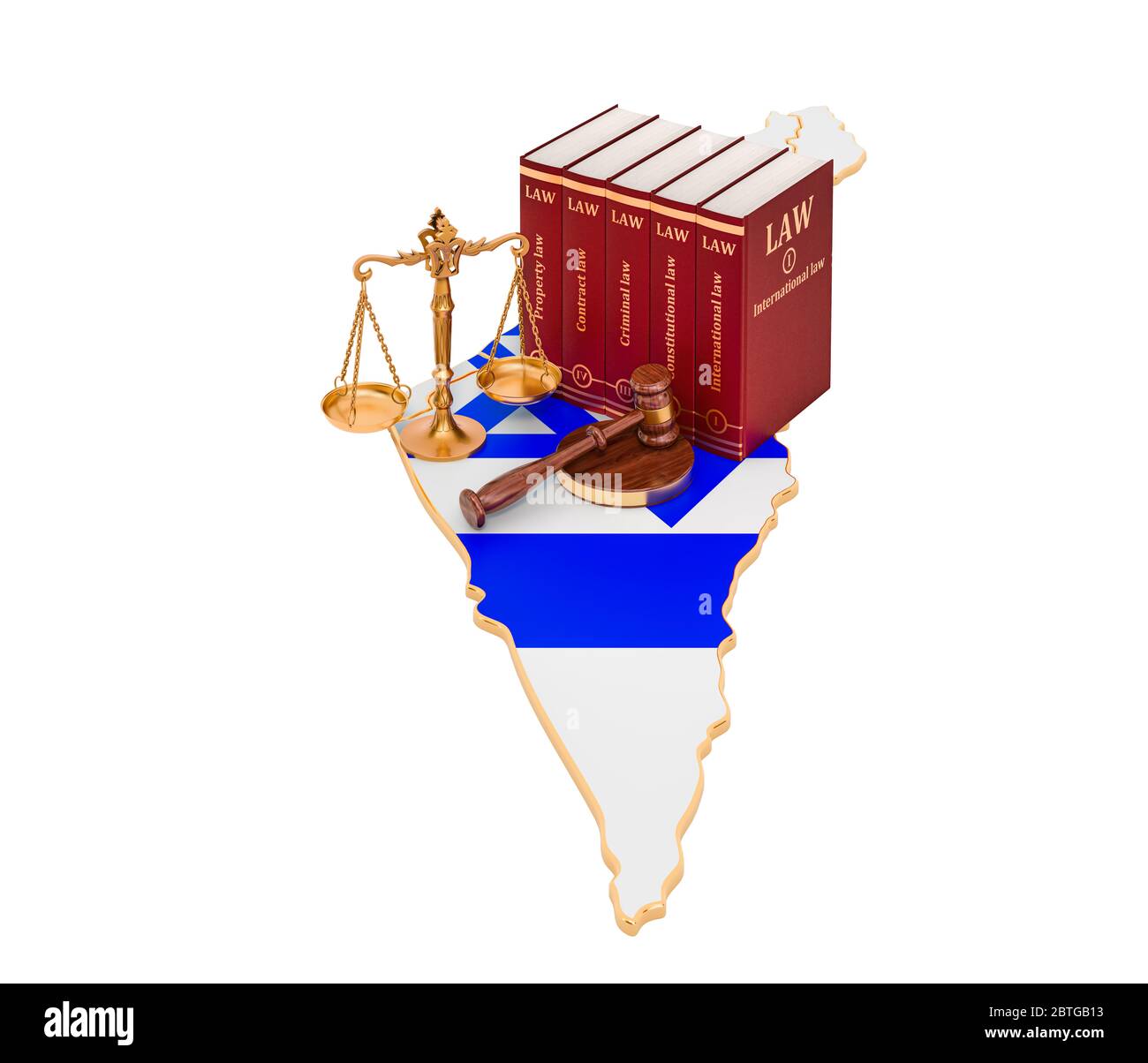 Law and justice in Israel concept, 3D rendering isolated on white ...