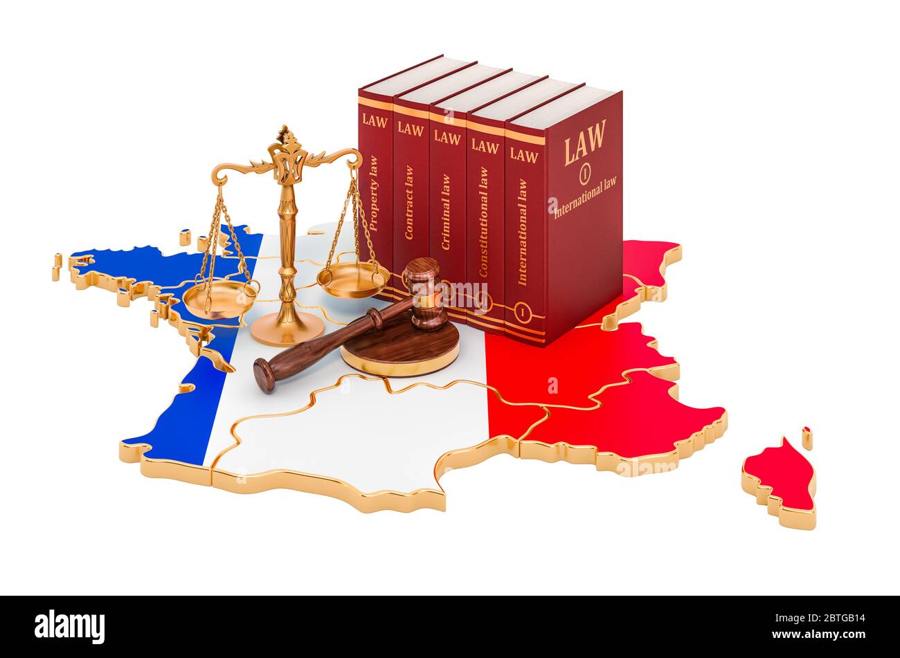 Law and justice in France concept, 3D rendering isolated on white ...