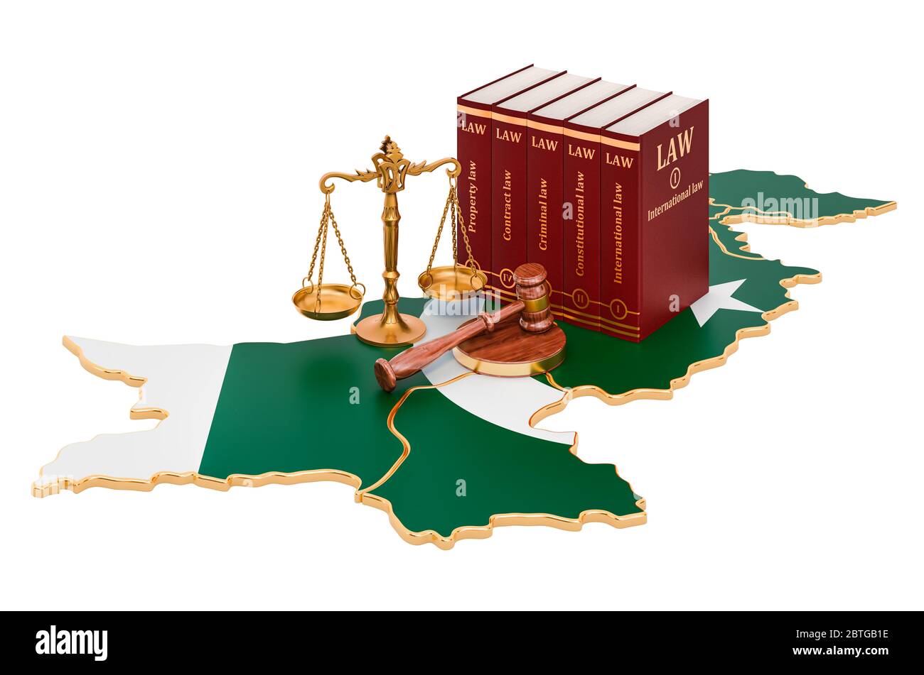 Law and justice in Pakistan concept, 3D rendering isolated on white ...