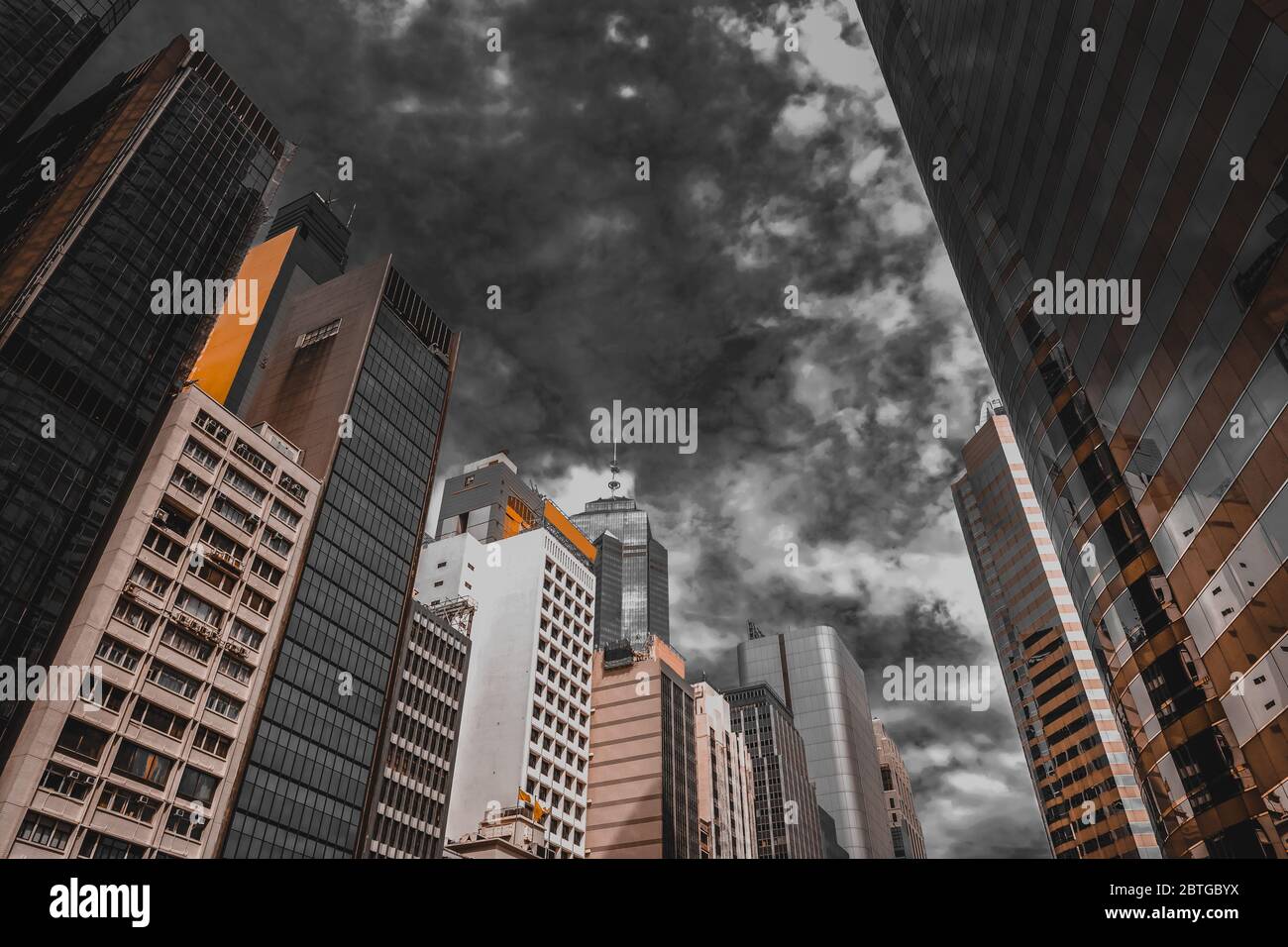 Hong Kong Modern Architecture, Hong Kong Business Building Closed up ...