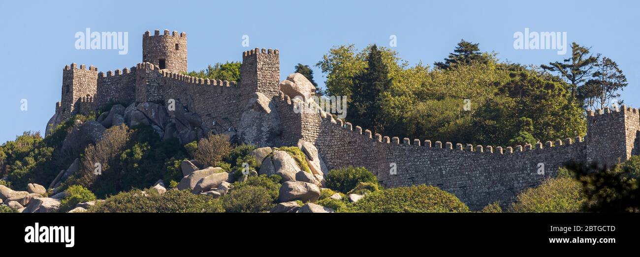 Medieval old european castle on top of a mountain Stock Photo - Alamy