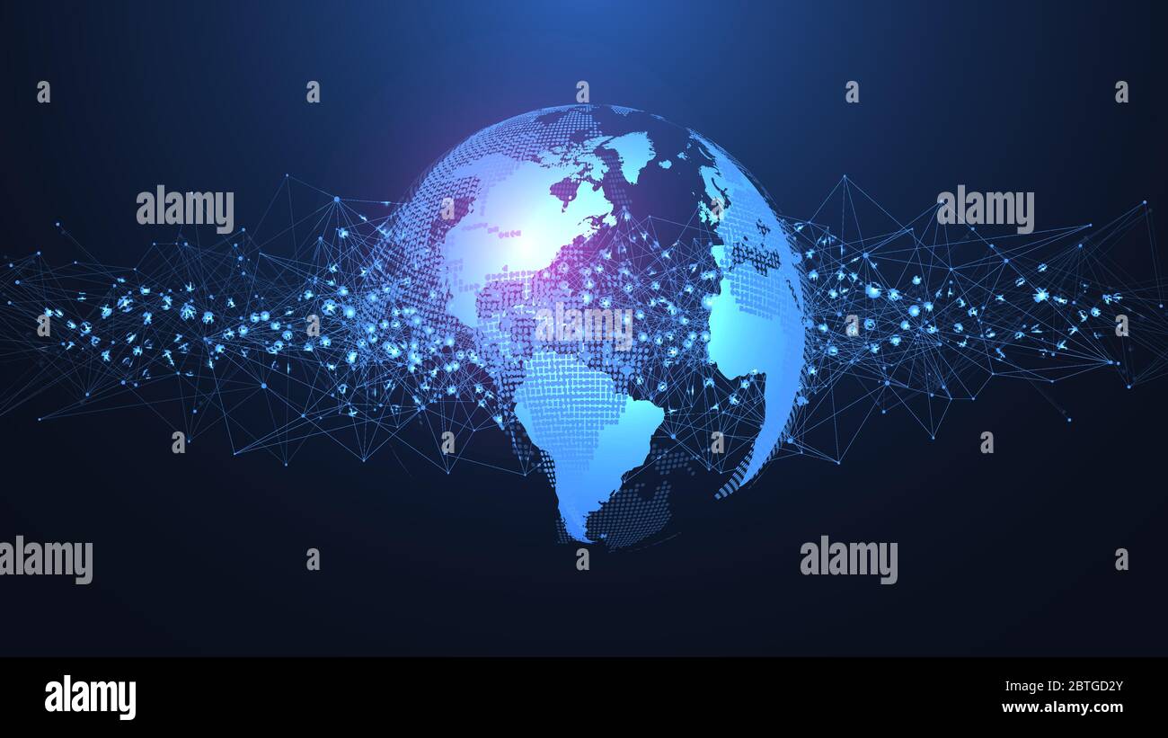 Global network connection concept. Big data visualization. Social network communication in the ...