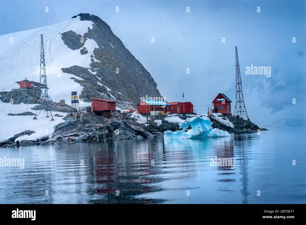 Snowing Argentine Almirante Brown Station Blue Glacier Mountain ...