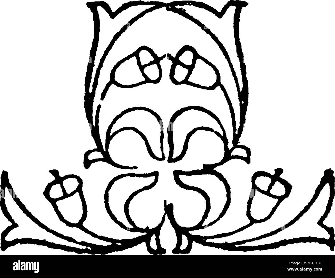 A Doodad in floral design, vintage line drawing or engraving ...