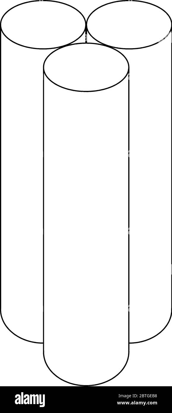 Three parallel circular Cylinder placed together as their curved sides ...